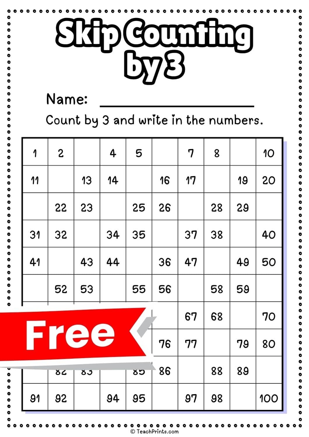 Free Printable Skip Counting Worksheets - Free Printable Worksheet